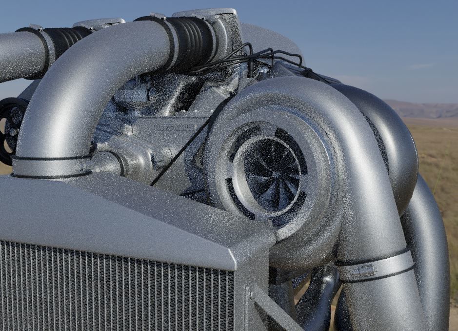 Twin Turbo V8 Engine free 3D model | CGTrader