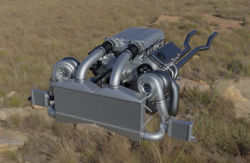 Twin Turbo V8 Engine free 3D model | CGTrader