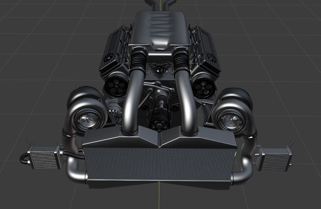 Twin Turbo V8 Engine free 3D model | CGTrader