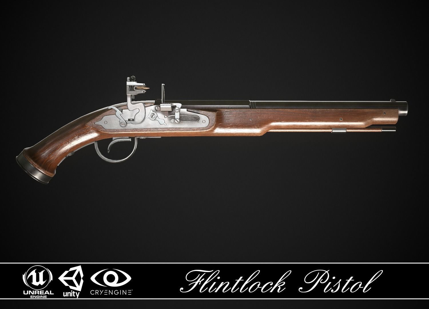 3D model Flintlock Pistol 01 Classic VR / AR / low-poly | CGTrader