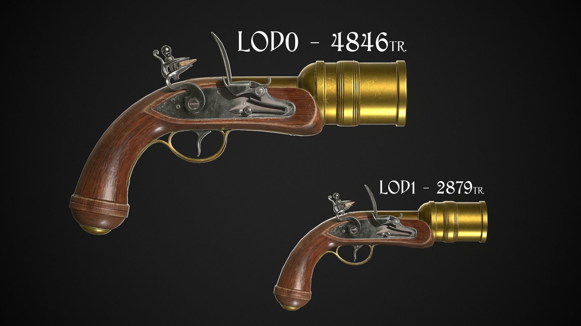 3D model Flintlock Grenade Launcher 01 Classic VR / AR / low-poly ...