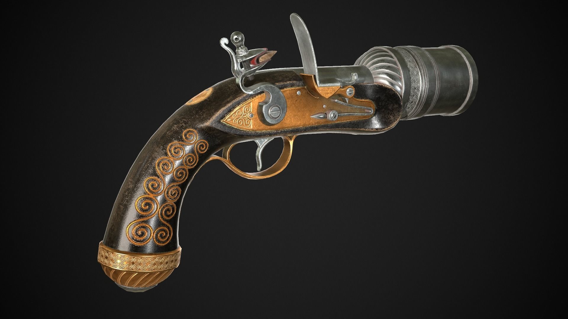 3D model Flintlock Grenade Launcher 01 Black VR / AR / low-poly | CGTrader