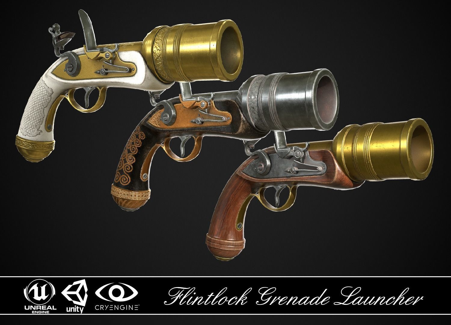 Flintlock Grenade Launcher 01 - 3 skins 3D Model Collection | CGTrader