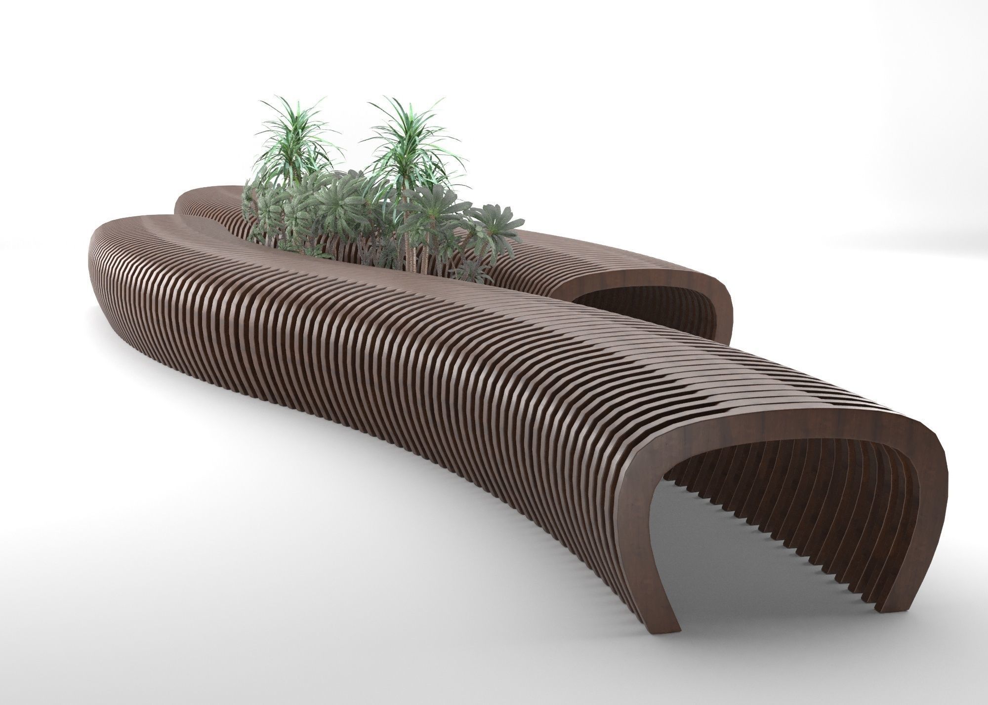 Elegant Outdoor Parametric wooden bench 3D model | CGTrader