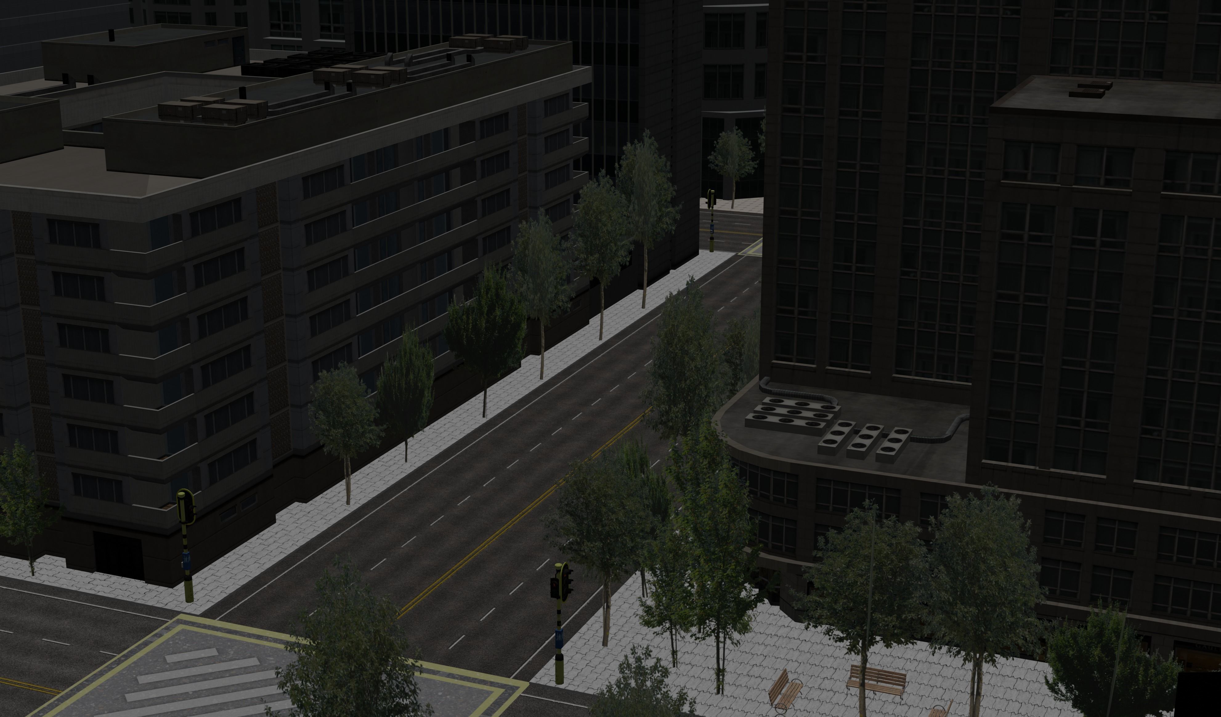 Realistic City with tall buildings free VR / AR / low-poly 3D model ...