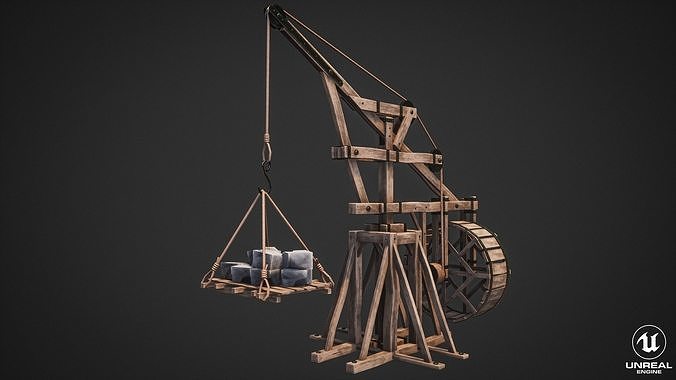 3D model Crane Medieval Type 1 Low Poly VR / AR / low-poly | CGTrader
