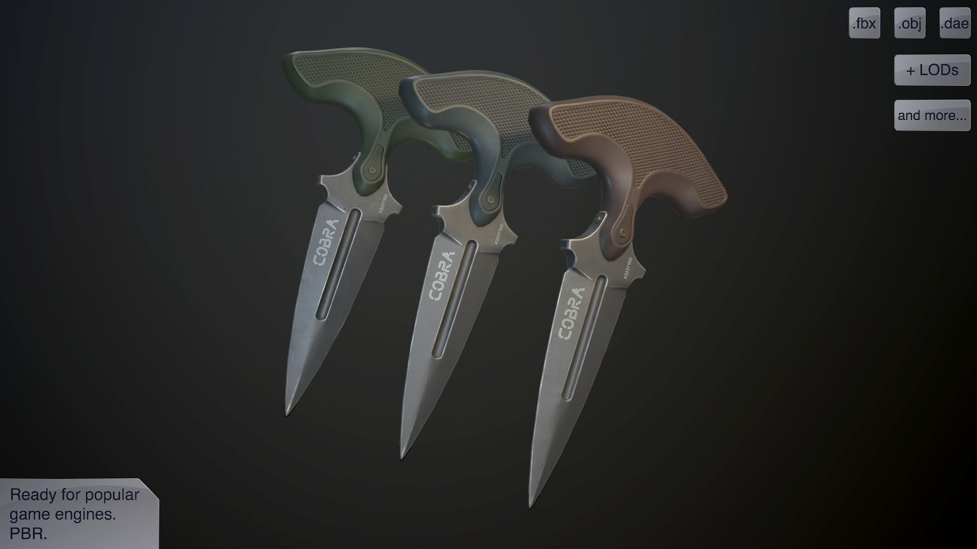 3D model Push daggers cobra vol pack VR / AR / low-poly OBJ FBX STL DAE