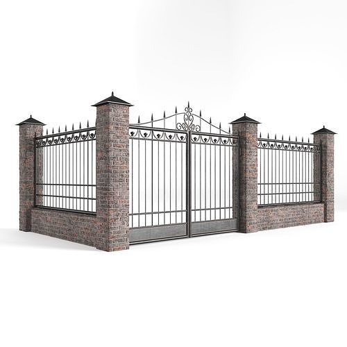 Metal gate and fence 3D model | CGTrader