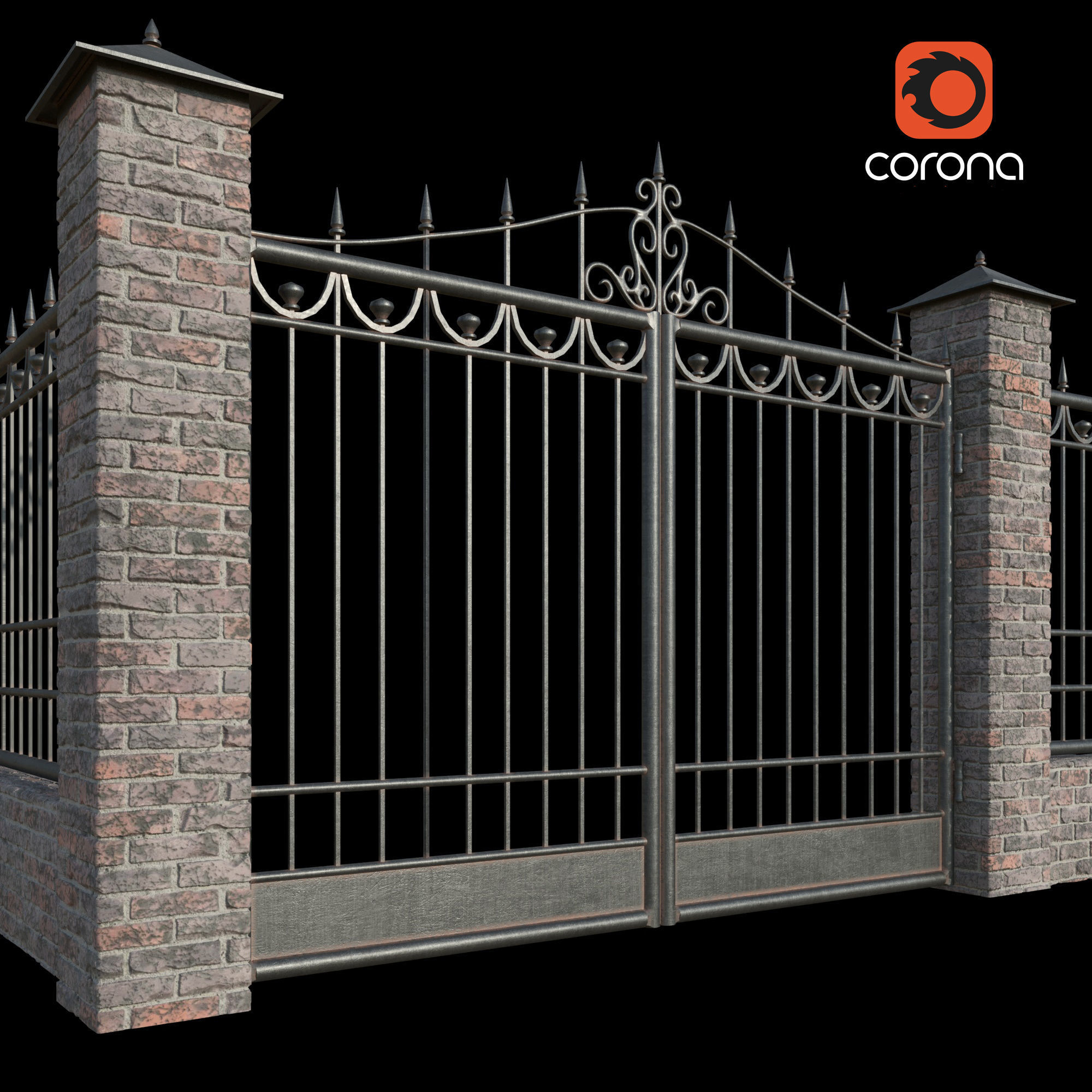 Metal gate and fence 3D model | CGTrader