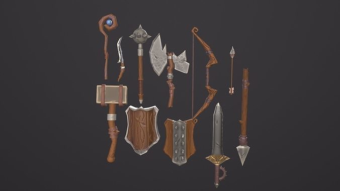 3D model Stylized RPG Starter Weapons VR / AR / low-poly | CGTrader