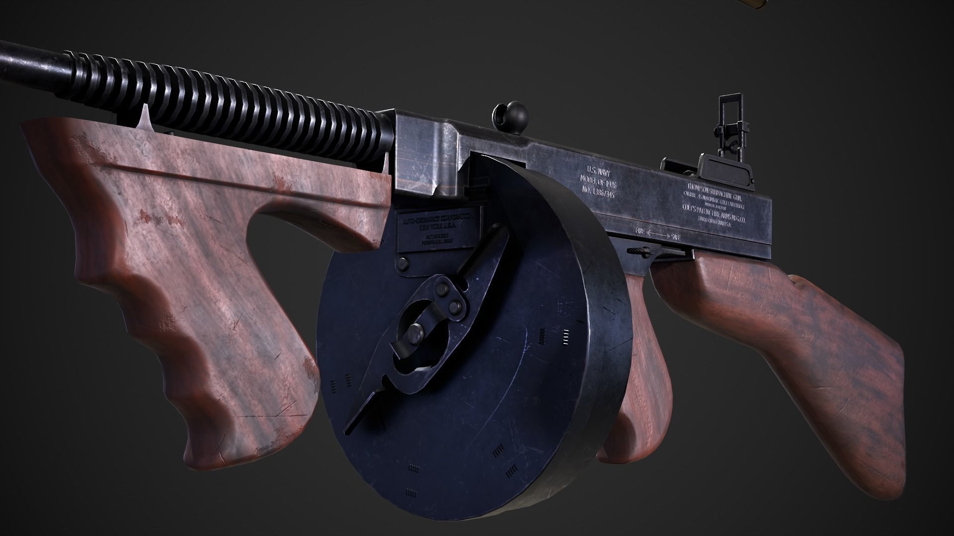 3D model Thompson 1928 with Guitar Case - Tommy Gun - PBR VR / AR / low ...