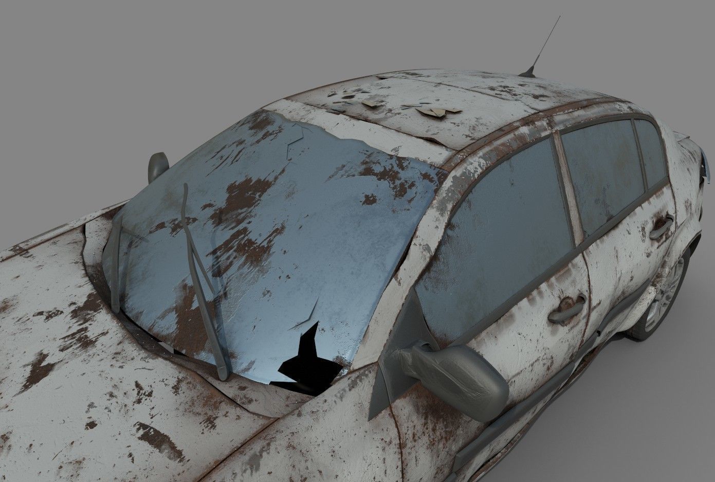 Wrecked destroyed Car Renault Megane 3D model | CGTrader