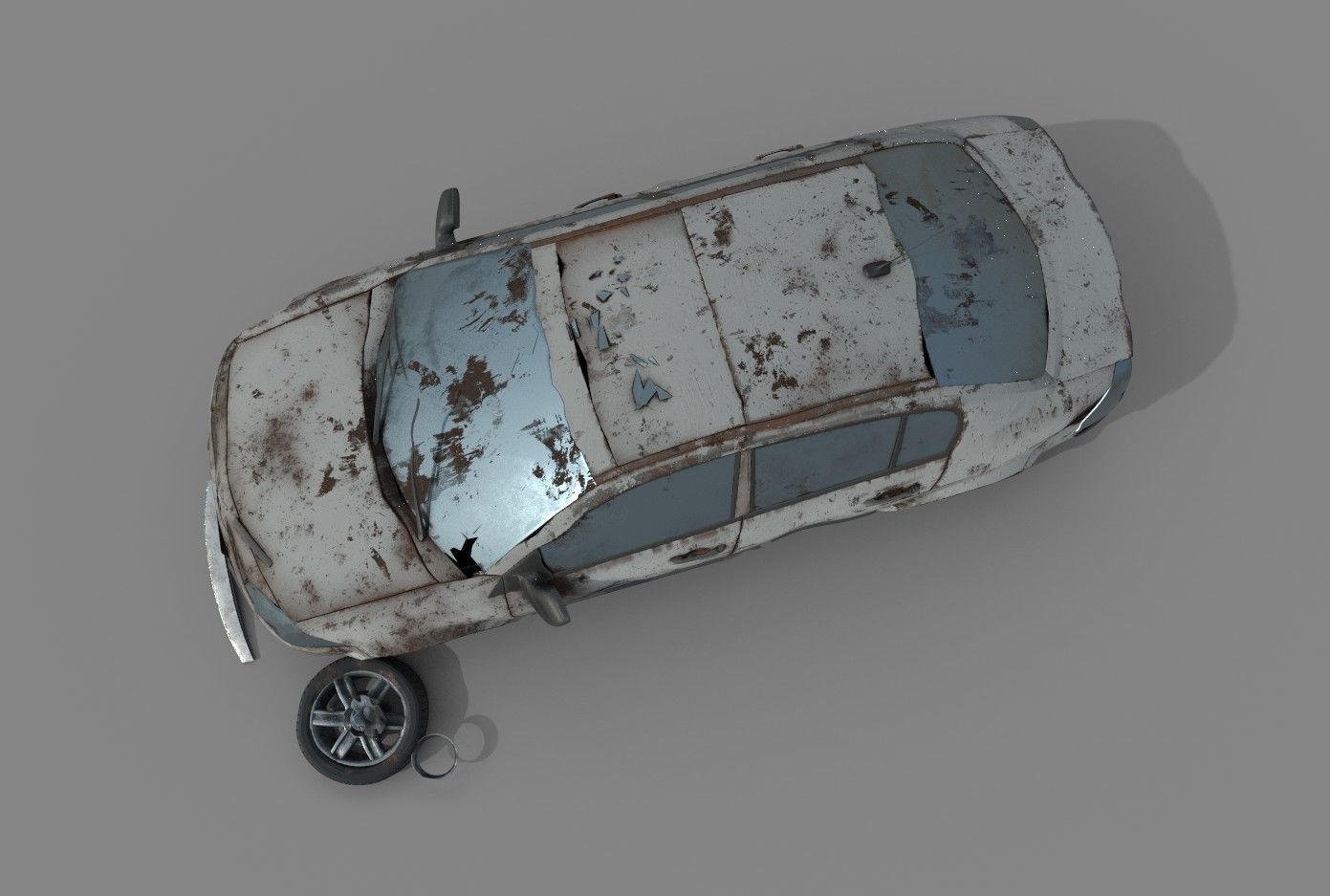 Wrecked destroyed Car Renault Megane 3D model | CGTrader