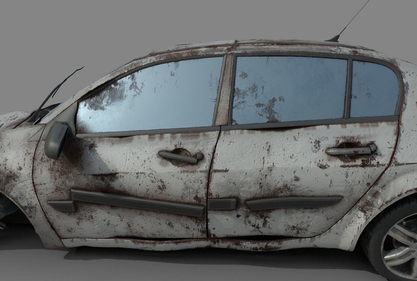 Wrecked destroyed Car Renault Megane 3D model | CGTrader