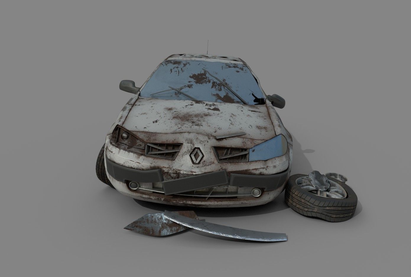 Wrecked destroyed Car Renault Megane 3D model | CGTrader
