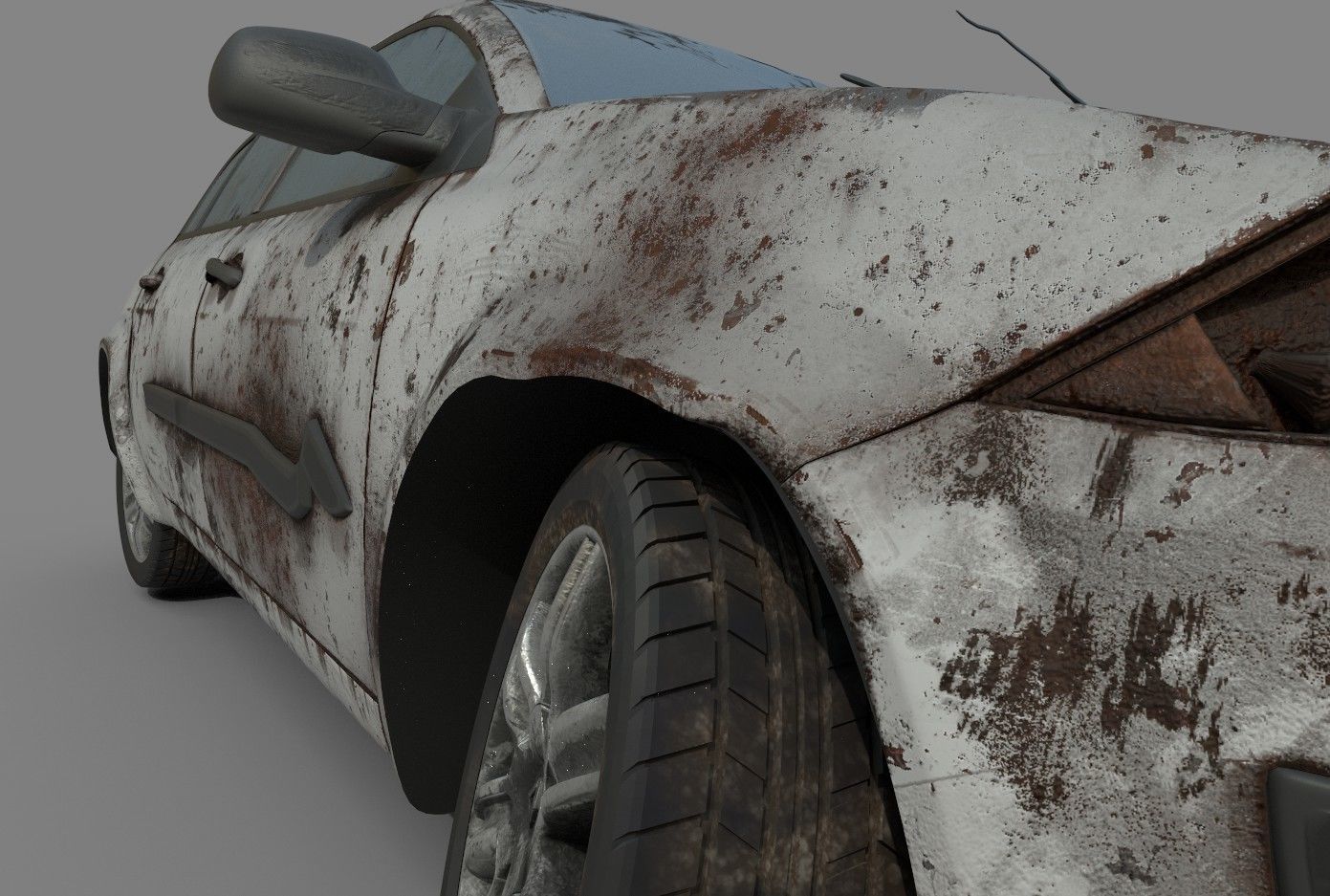 Wrecked destroyed Car Renault Megane 3D model | CGTrader