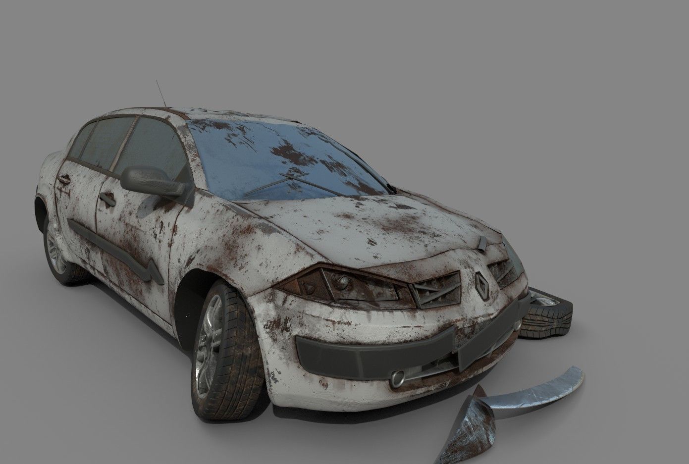 Wrecked destroyed Car Renault Megane 3D model | CGTrader