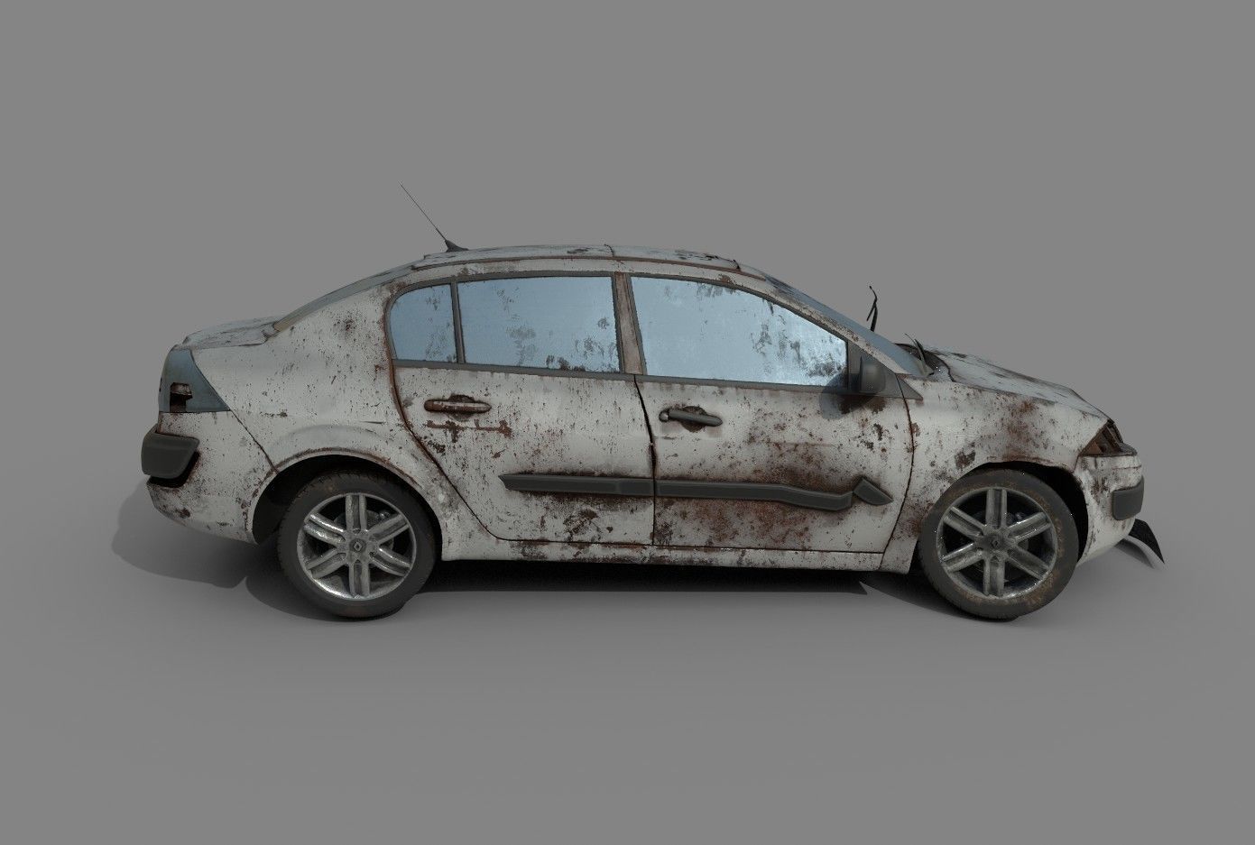 Wrecked destroyed Car Renault Megane 3D model | CGTrader