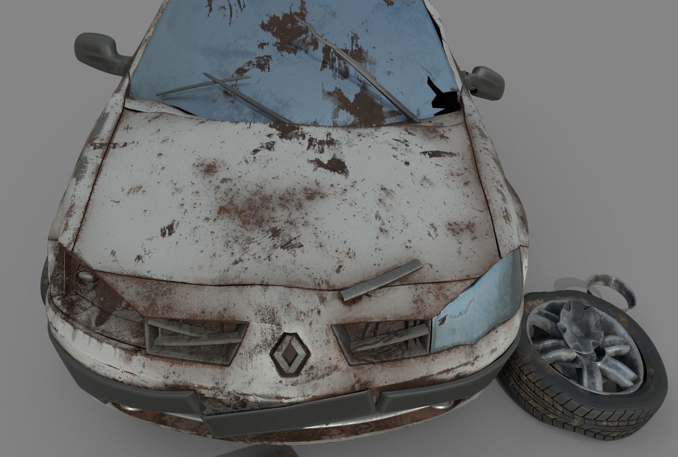 Wrecked destroyed Car Renault Megane 3D model | CGTrader
