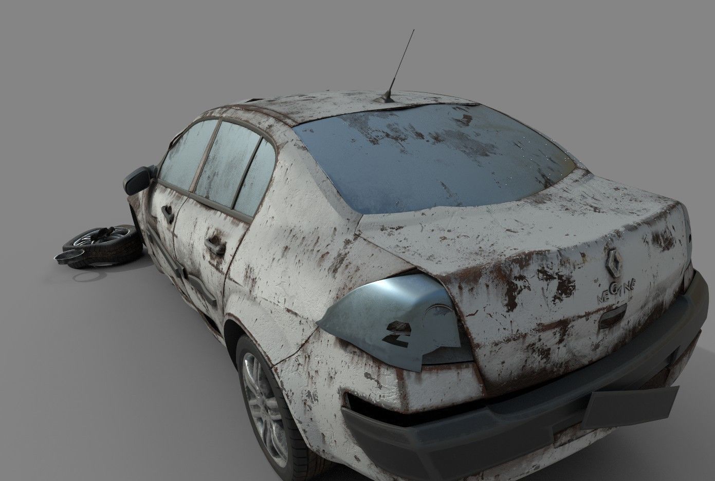 Wrecked destroyed Car Renault Megane 3D model | CGTrader