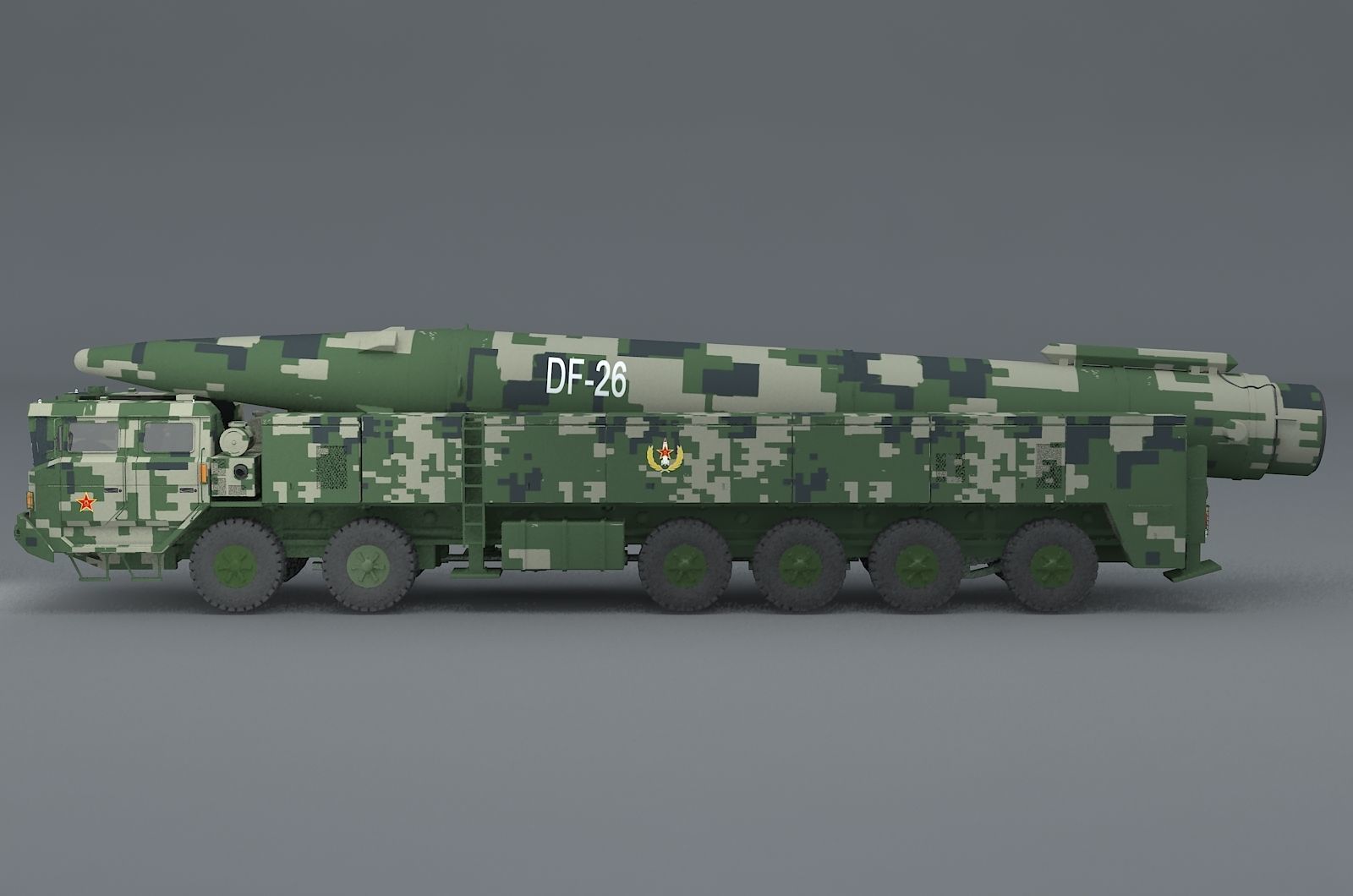 Chinese Army Dongfeng 26 Medium and long range missile 3D model | CGTrader