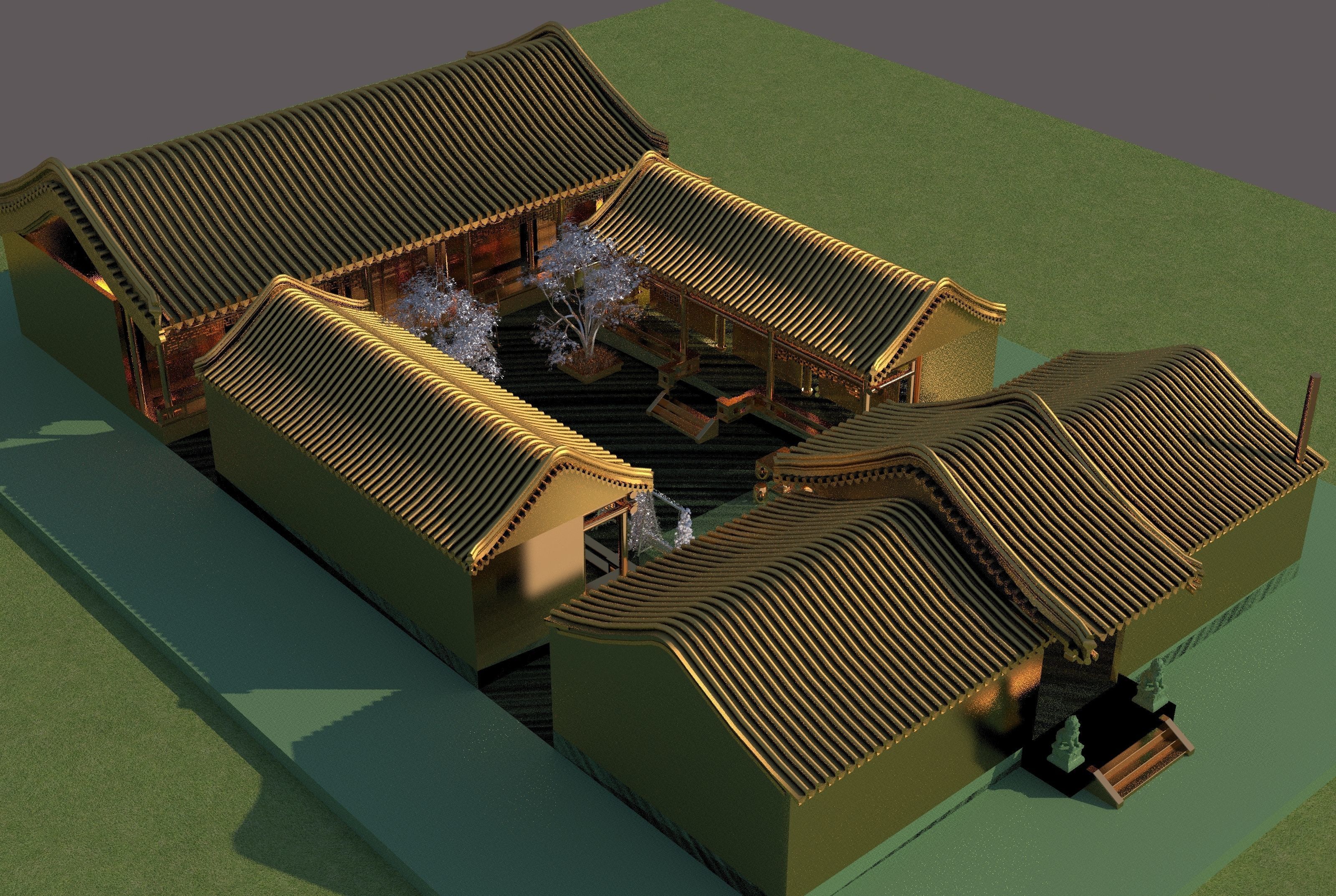 Chinese ancient courtyard house 3D model | CGTrader