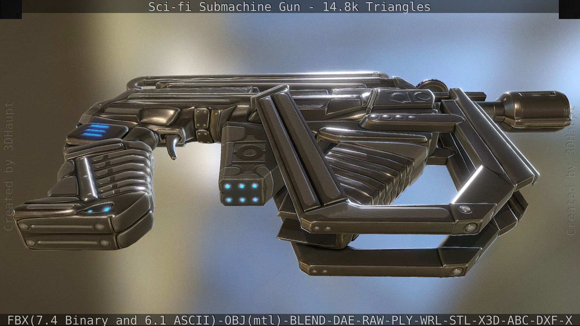 3D model Sci-fi submachine gun VR / AR / low-poly | CGTrader