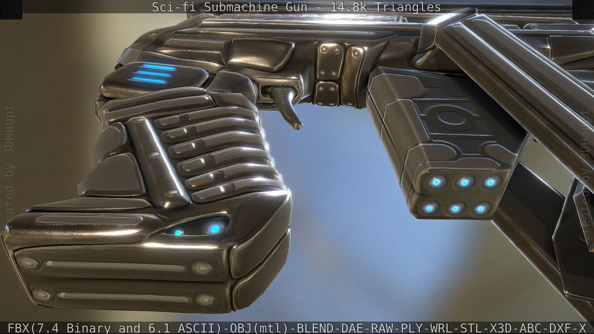 3D model Sci-fi submachine gun VR / AR / low-poly | CGTrader