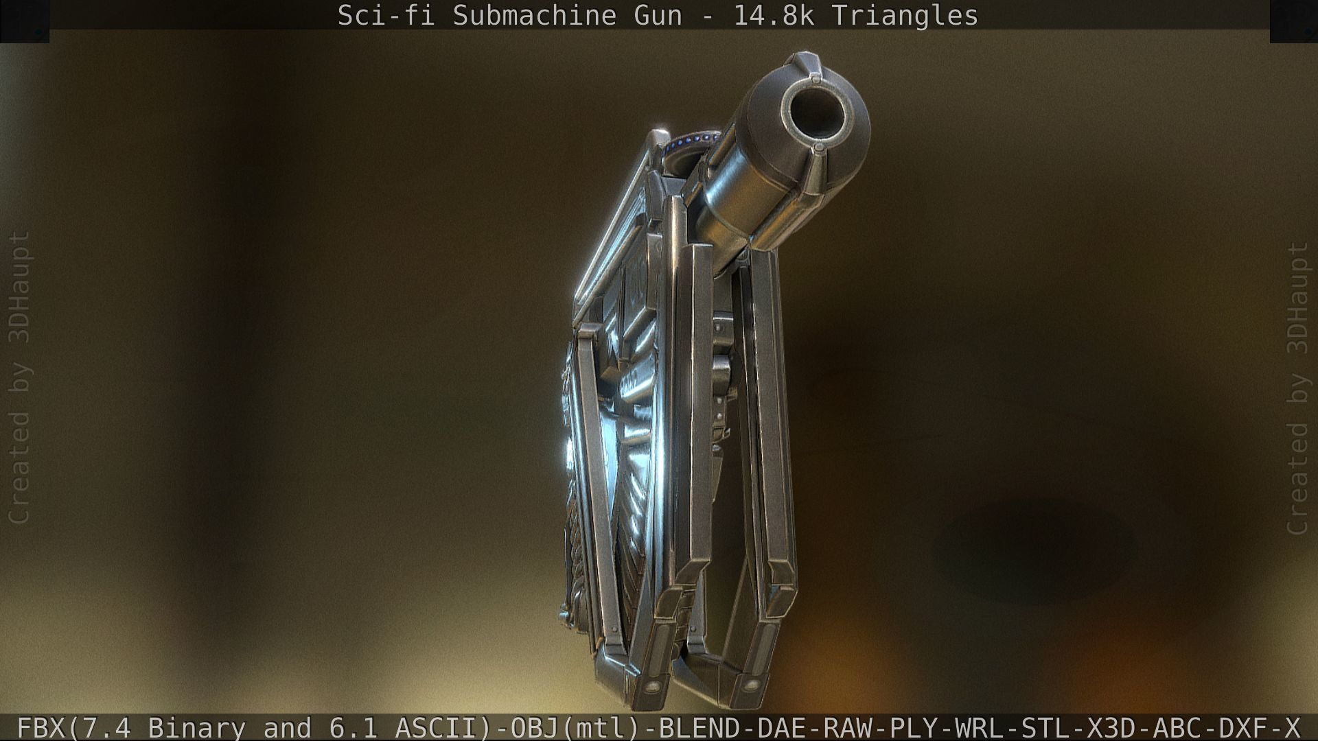 3D model Sci-fi submachine gun VR / AR / low-poly | CGTrader