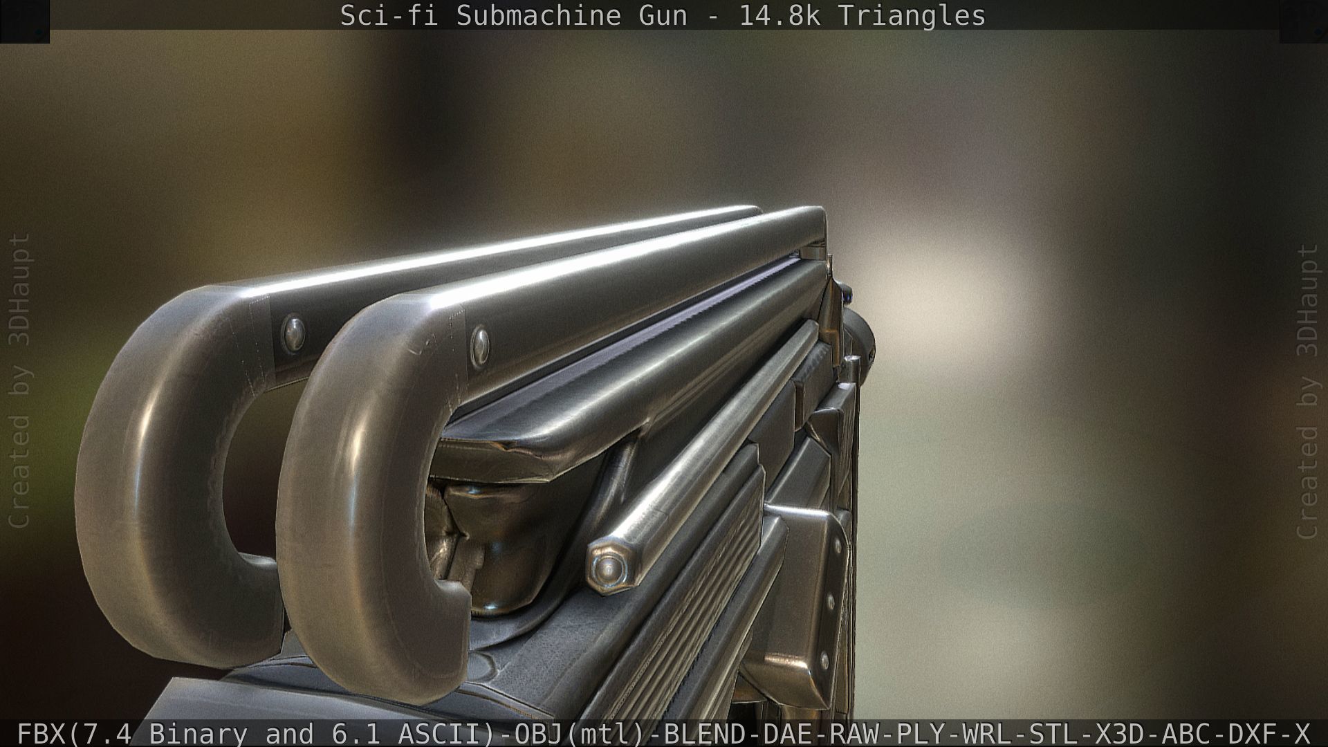 3D model Sci-fi submachine gun VR / AR / low-poly | CGTrader