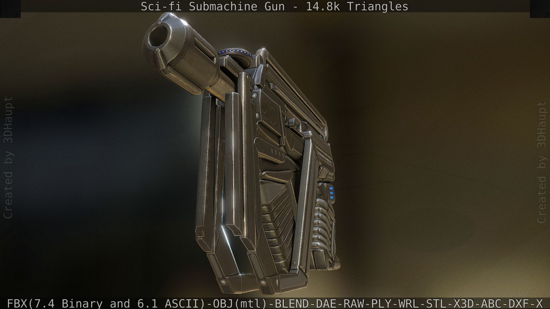 3D model Sci-fi submachine gun VR / AR / low-poly | CGTrader