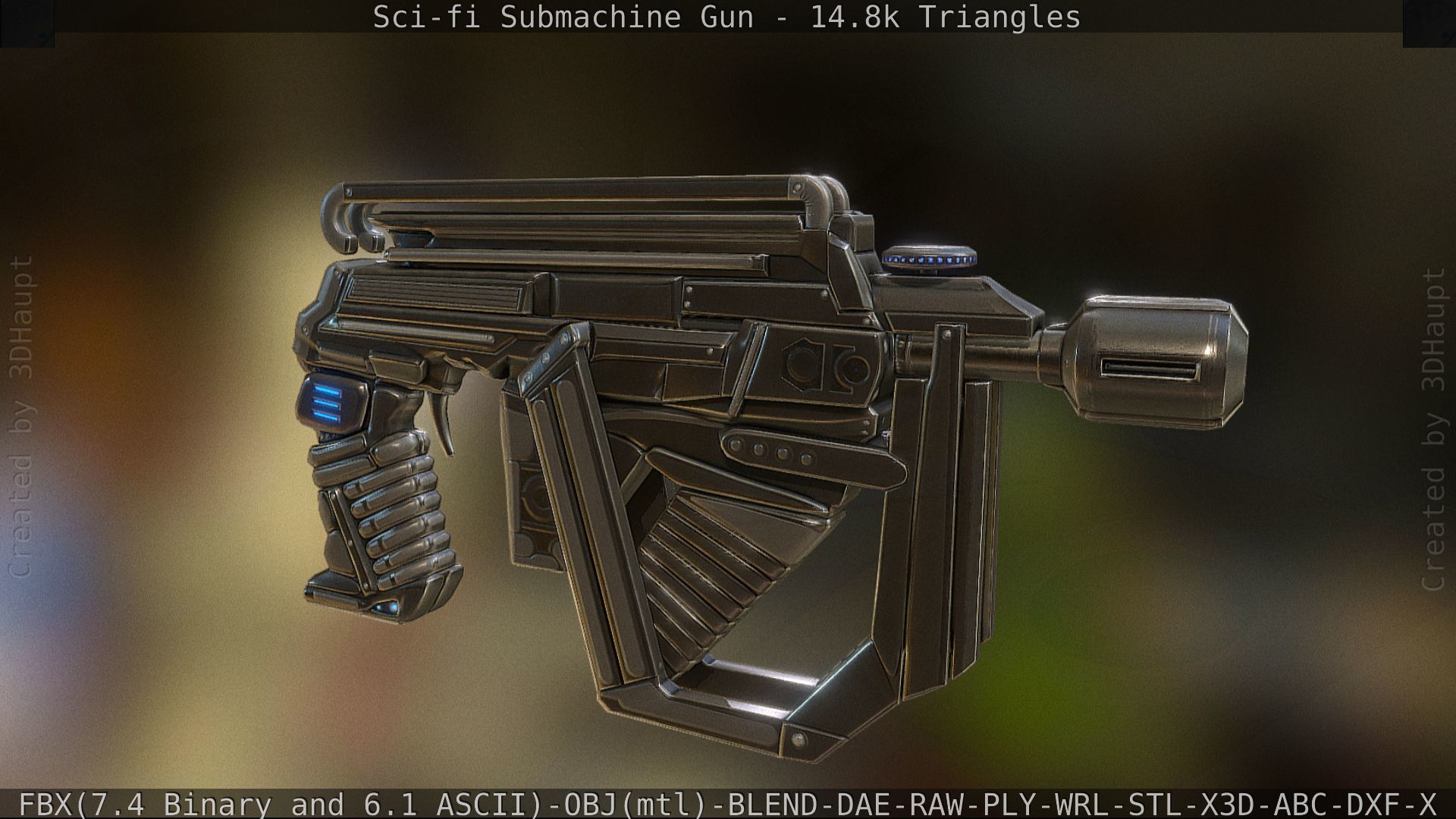3D model Sci-fi submachine gun VR / AR / low-poly | CGTrader