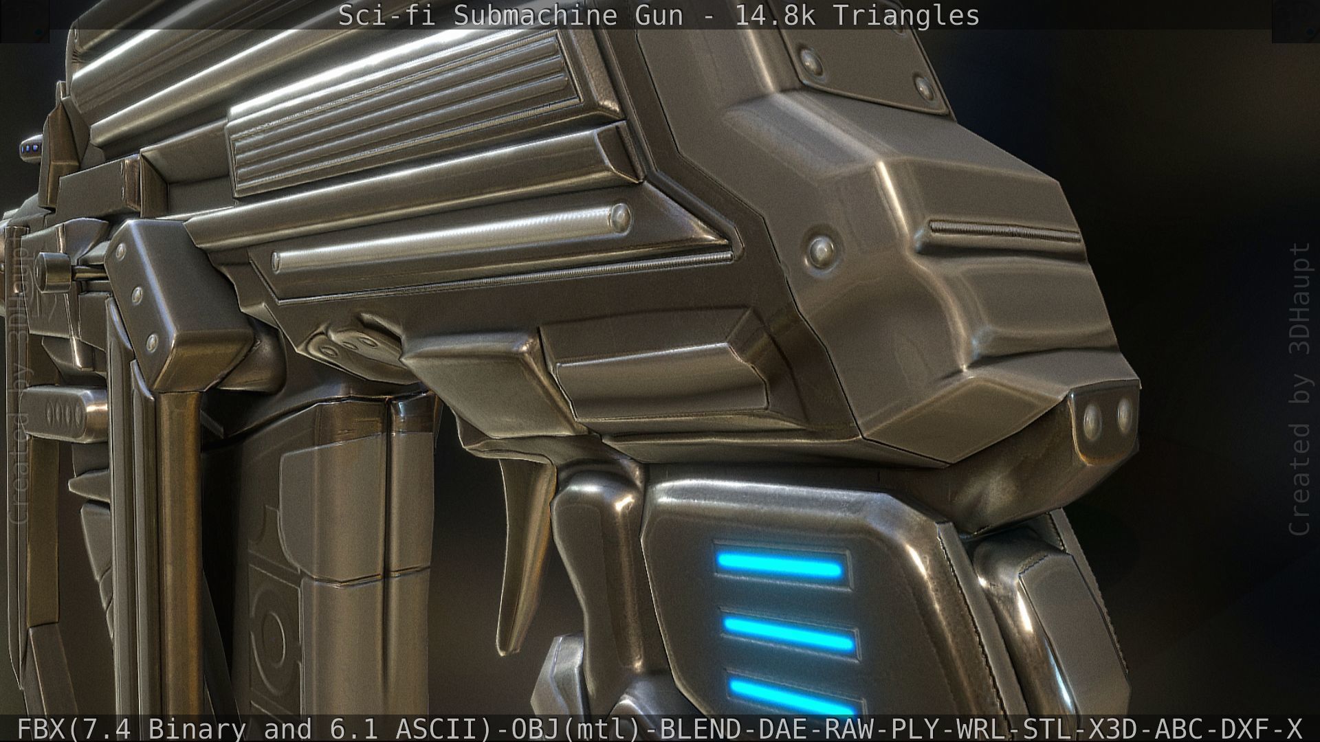 3D model Sci-fi submachine gun VR / AR / low-poly | CGTrader