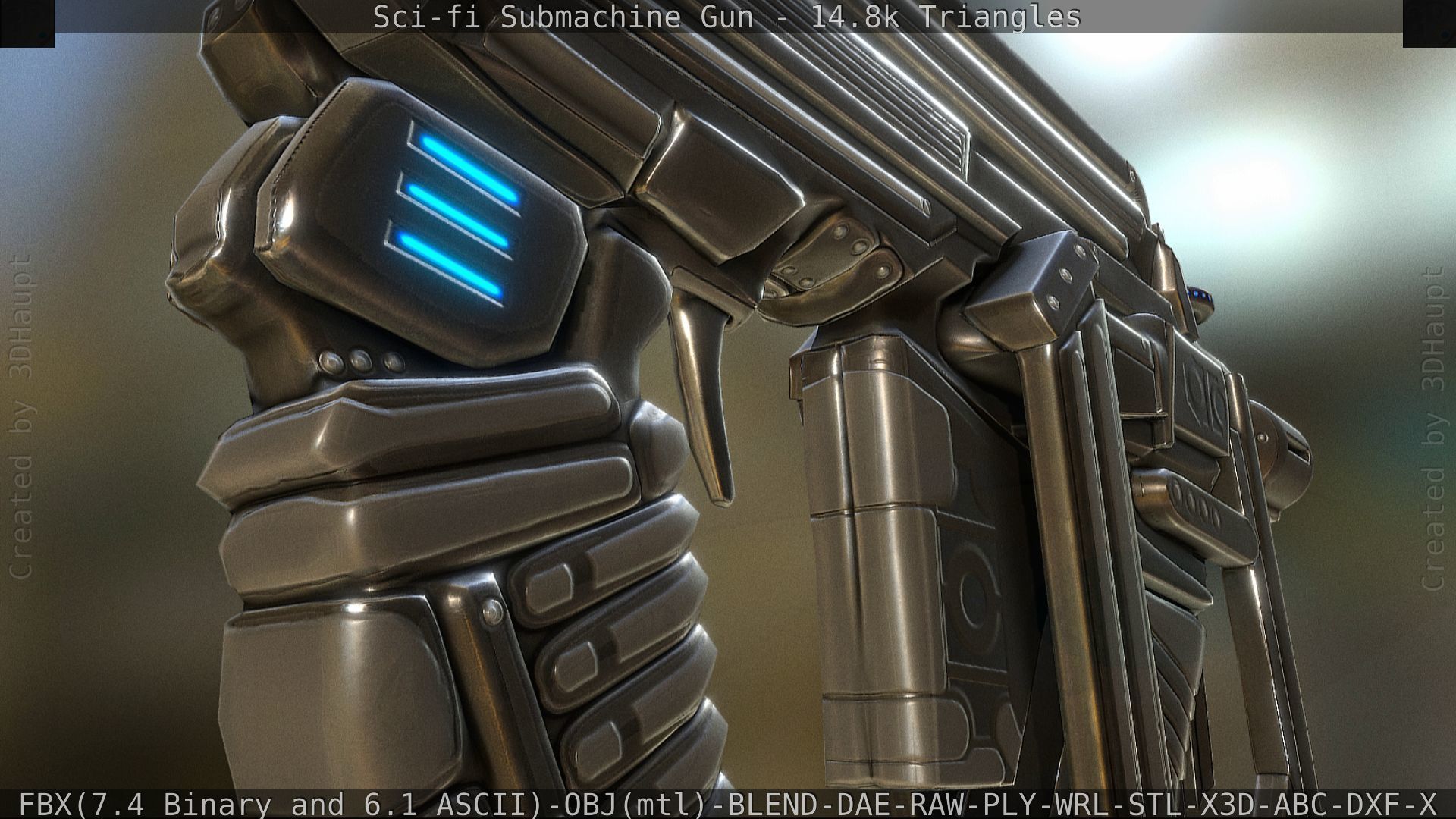 3D model Sci-fi submachine gun VR / AR / low-poly | CGTrader