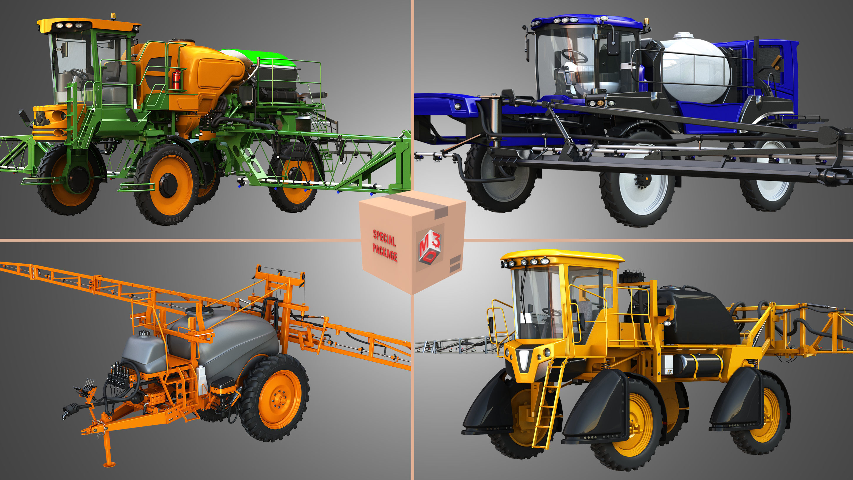 Spray Sprayer Machines - 4 Vehicles 3D | CGTrader