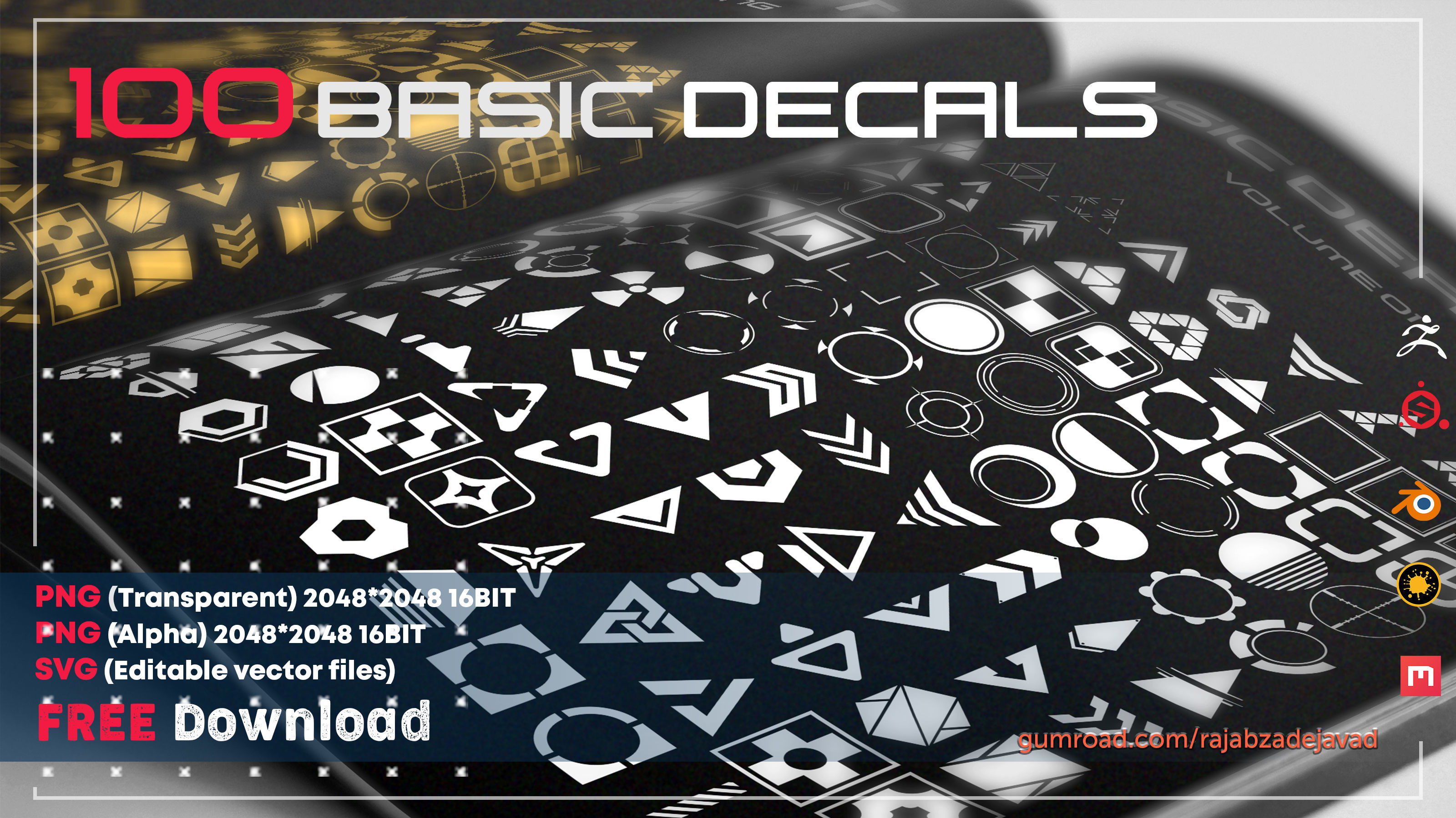 100 basic decals free donwload free Texture | CGTrader