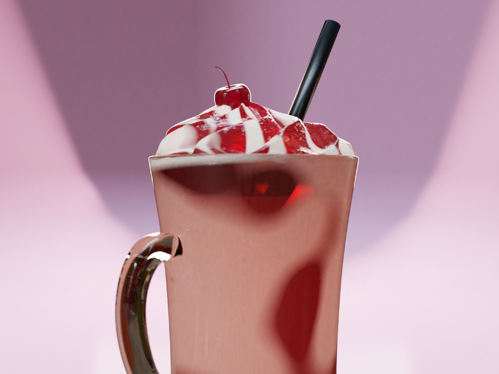 Classic Strawberry Milkshake with Chantilly and Cherry 3D model | CGTrader