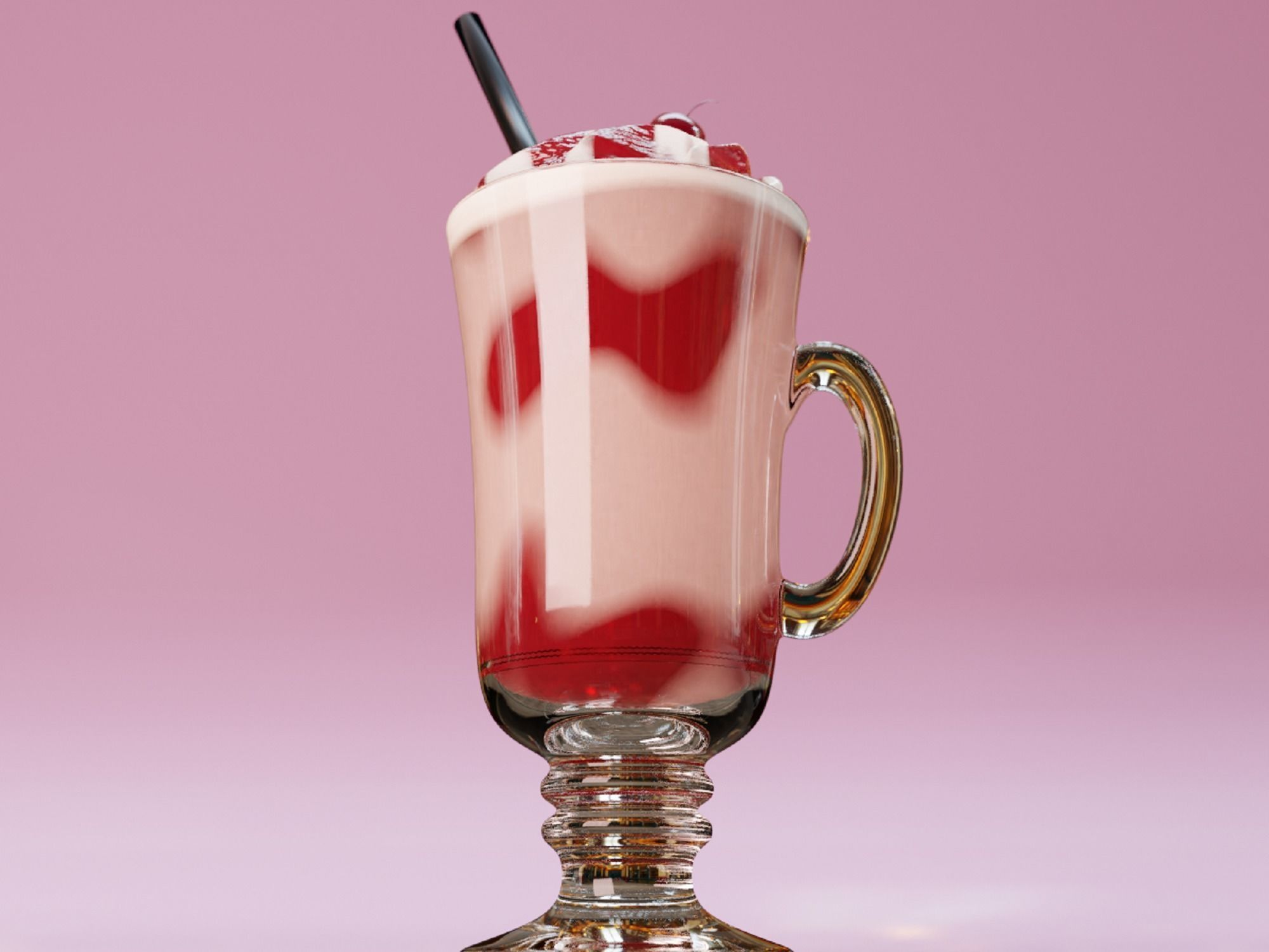 Classic Strawberry Milkshake with Chantilly and Cherry 3D model | CGTrader