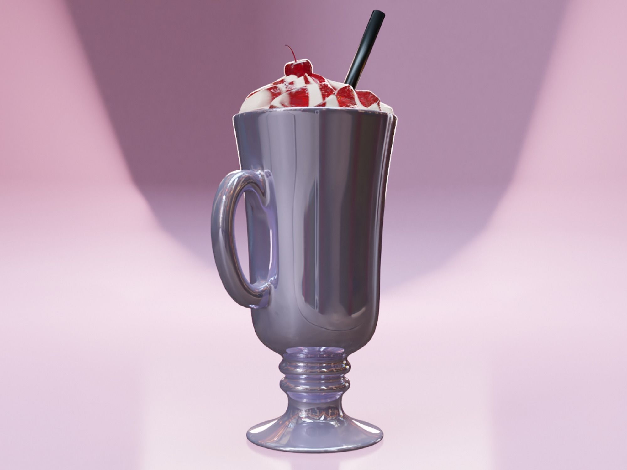 Classic Strawberry Milkshake with Chantilly and Cherry 3D model | CGTrader