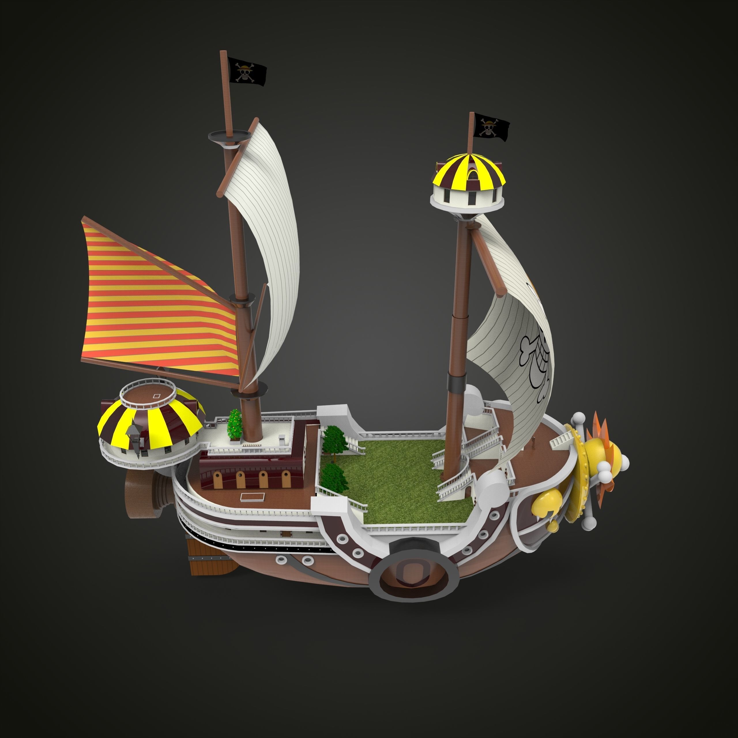 3D model One Piece Thousand Sunny Go Grand Ship VR / AR / low-poly ...