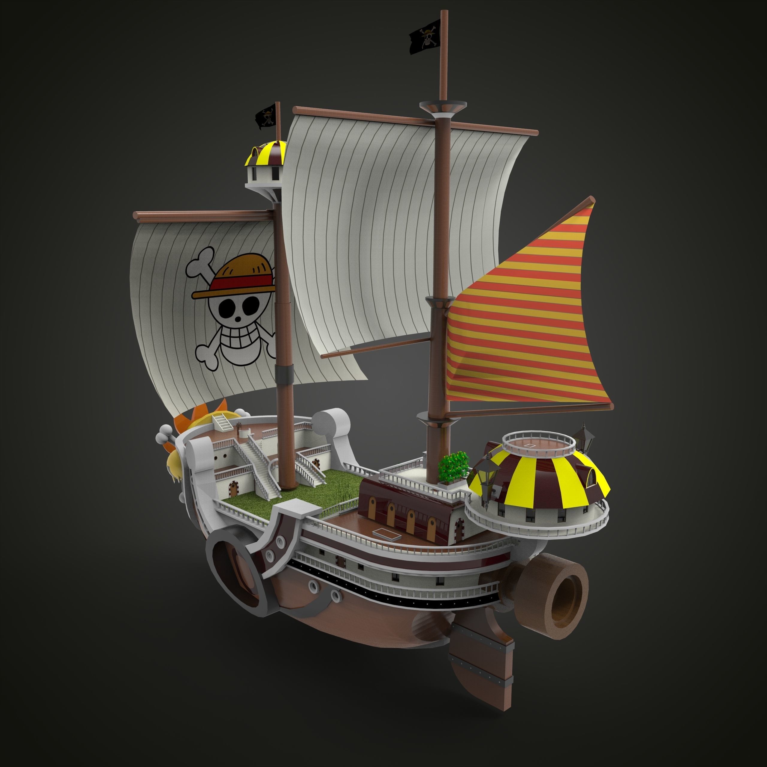 3D model One Piece Thousand Sunny Go Grand Ship VR / AR / low-poly ...