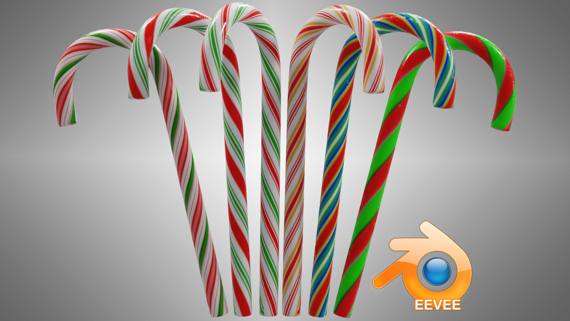 Low Poly Candy Canes free VR / AR / low-poly 3D model | CGTrader