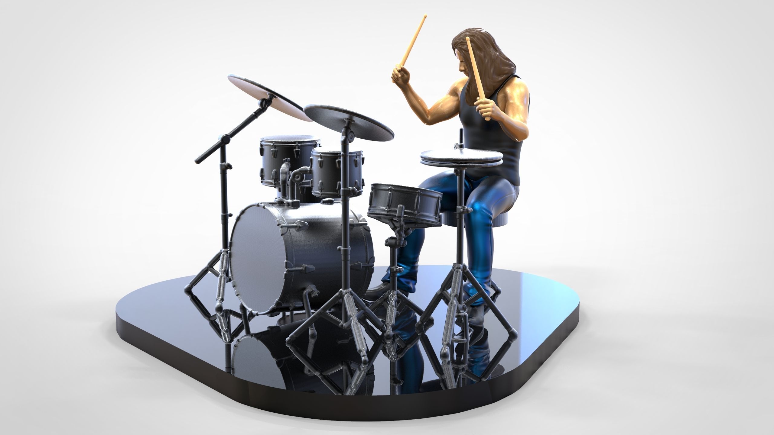 N2 Man Musician Drummer playing drum 3D model 3D printable | CGTrader