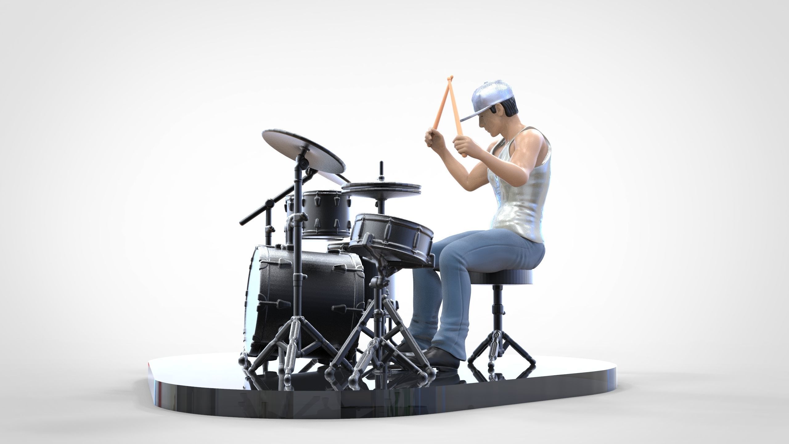 N2 Man Musician Drummer playing drum 3D model 3D printable | CGTrader