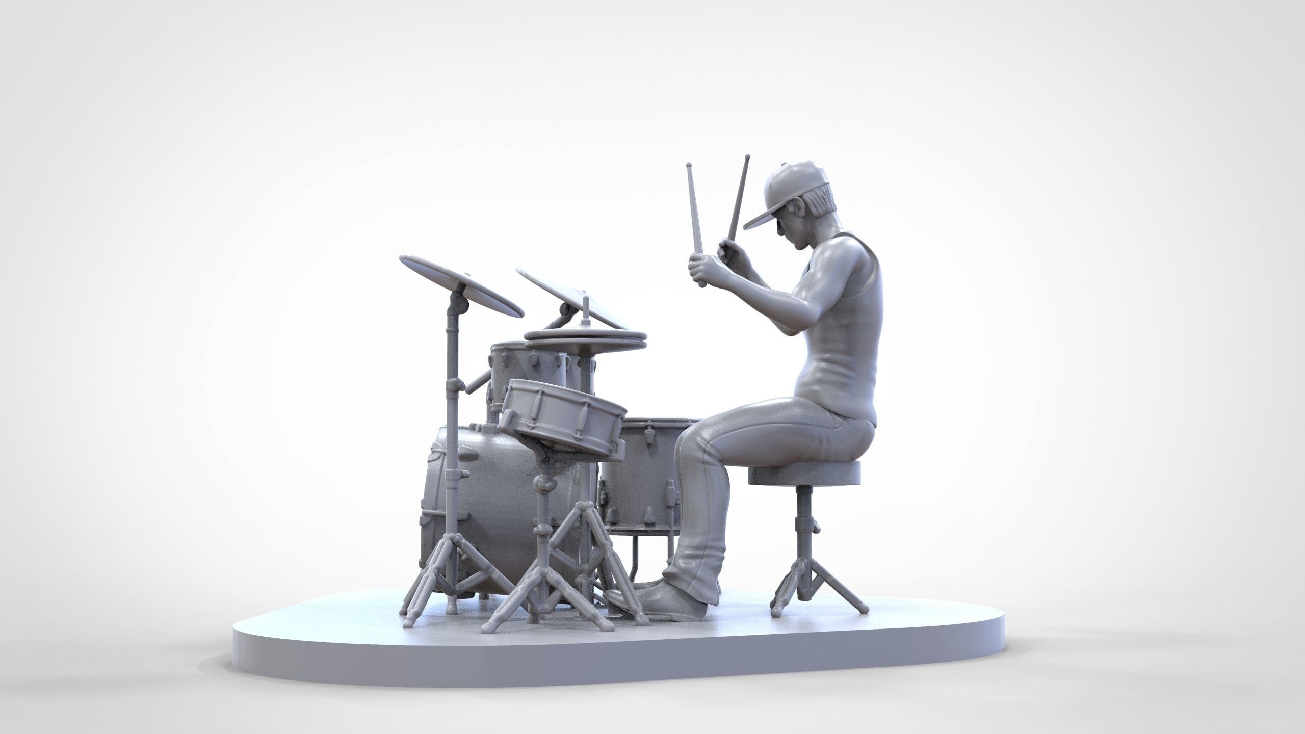 N2 Man Musician Drummer playing drum 3D model 3D printable | CGTrader
