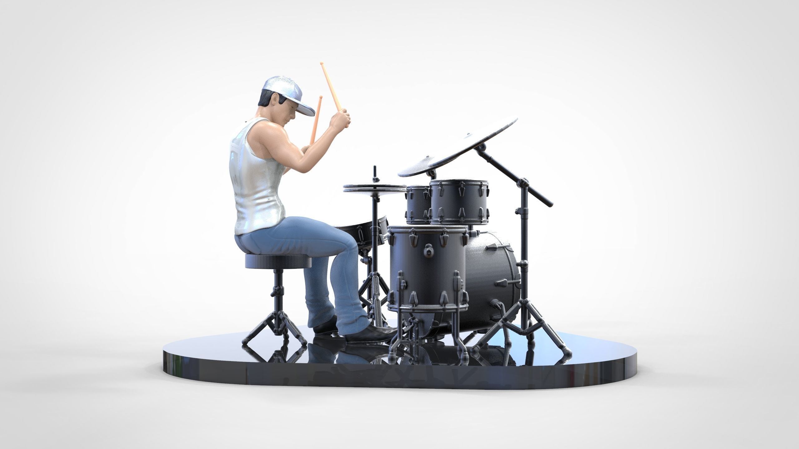 N2 Man Musician Drummer playing drum 3D model 3D printable | CGTrader