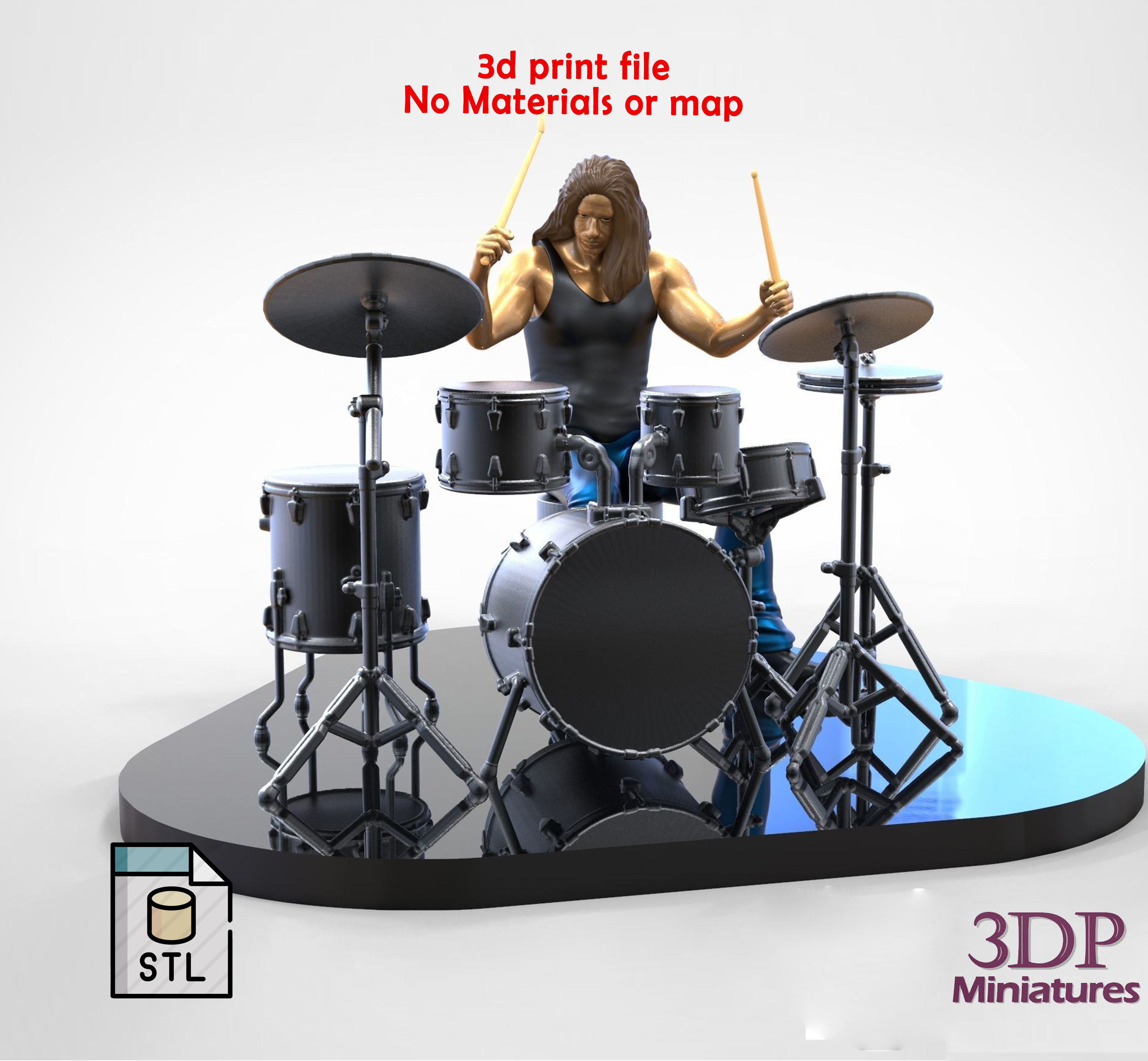 N2 Man Musician Drummer playing drum 3D model 3D printable | CGTrader