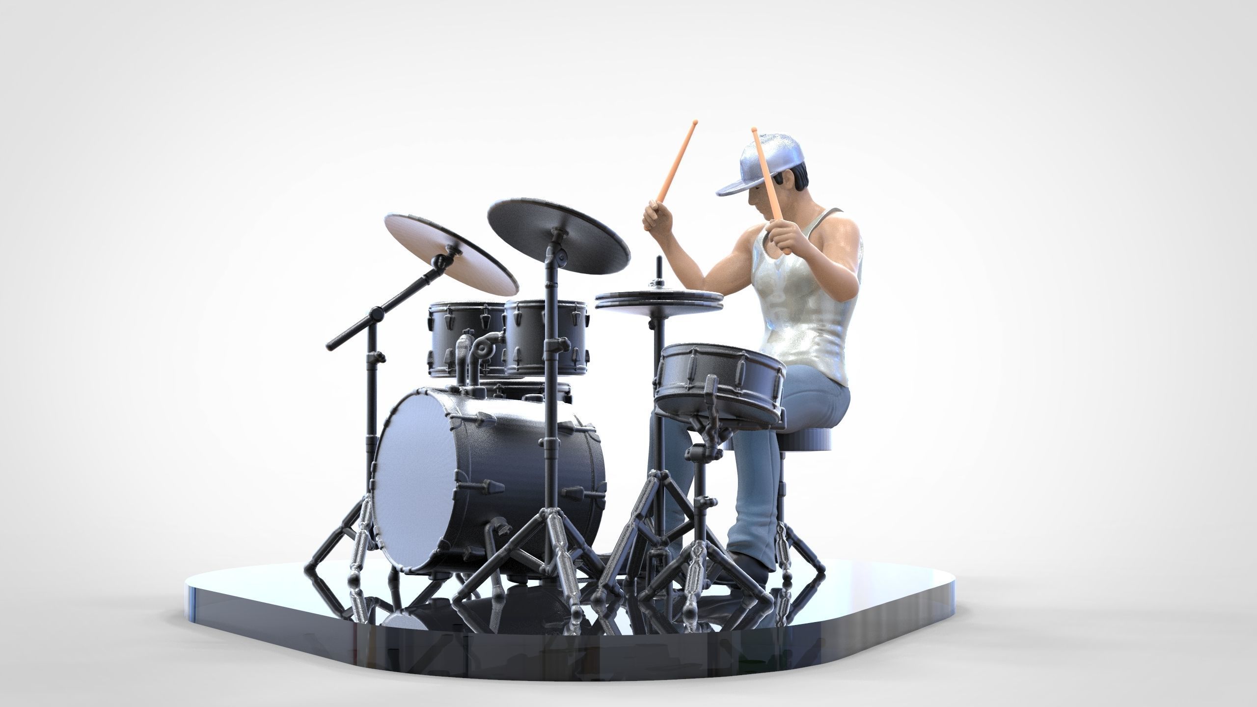 N2 Man Musician Drummer playing drum 3D model 3D printable | CGTrader