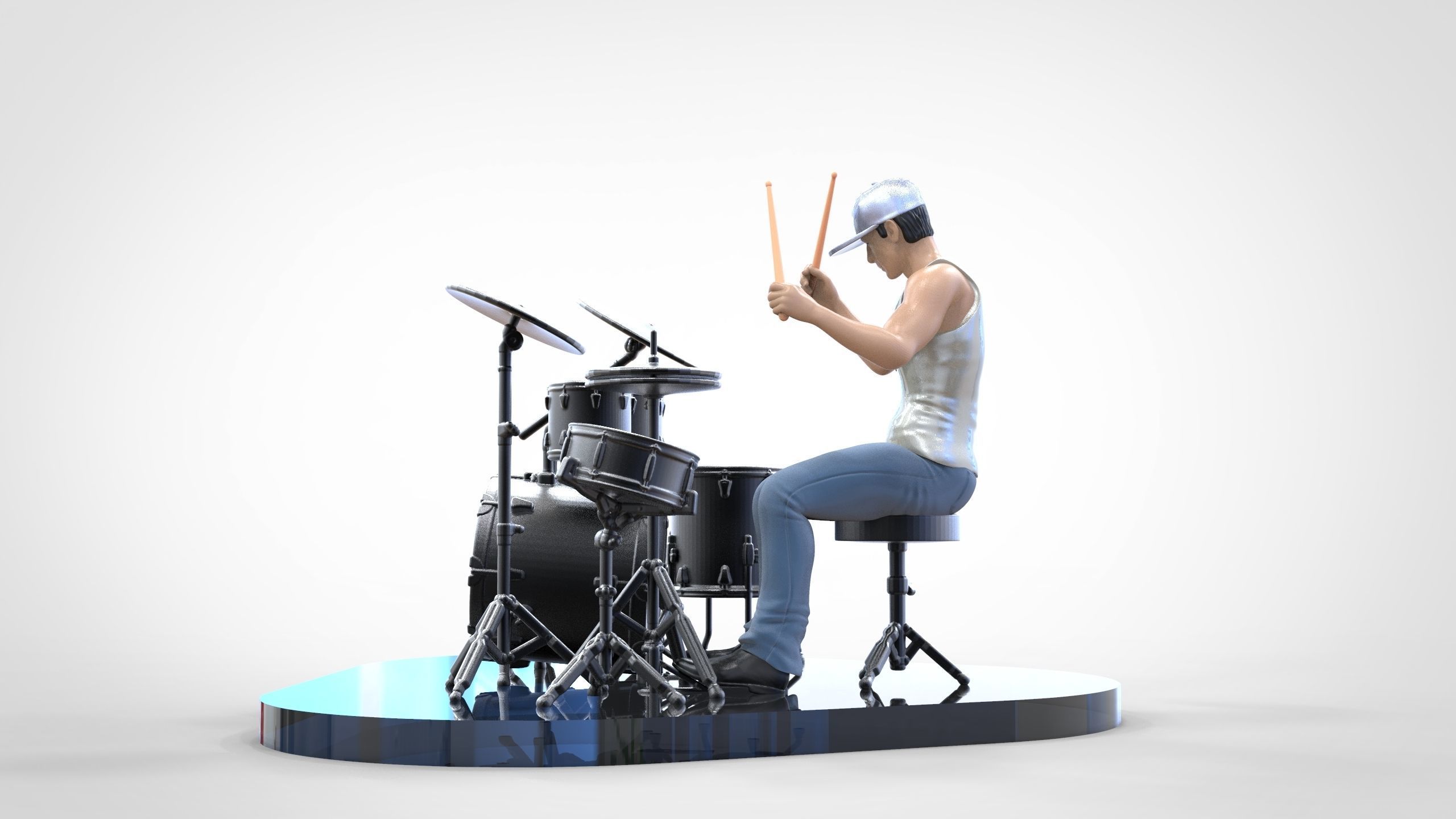 N2 Man Musician Drummer playing drum 3D model 3D printable | CGTrader