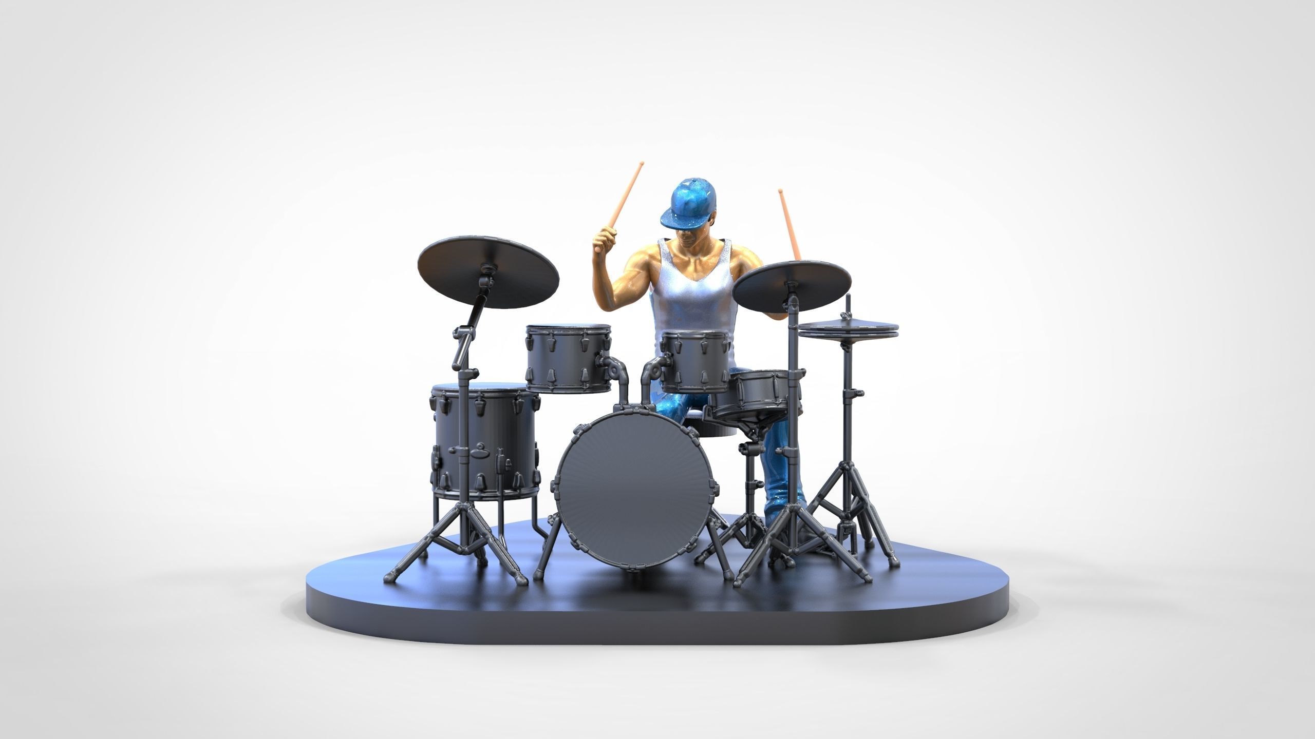 N2 Man Musician Drummer playing drum 3D model 3D printable | CGTrader